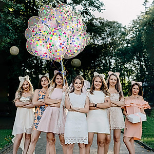 60 Pack Dandy Decor Rainbow Confetti Balloons w/Ribbon | Rainbow Balloon | Party Balloons | Helium Balloons | Multi Colored Balloons | Birthday Balloons | Globos para Fiestas | Bright Balloons