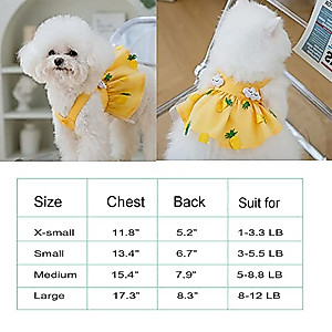 Gittcoll Anelekor Puppy Princess Dresses Girl Dog Clothes Doggy Summer Outfit Lovely Pineapple Sleeveless Lace Skirt for Cat Bunny Chihuahua and Small Extra Small Dogs (X-Small, Yellow)