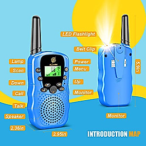 Walkie Talkies for Kids 2 Pack: Long Range Kids Blue Walkie Talkies for Boys 4-12 Easter Birthday Gifts Toys for 3 4 5 6 7 8 9 Year Old Boys Kids Camping Outdoor Toys for Kids