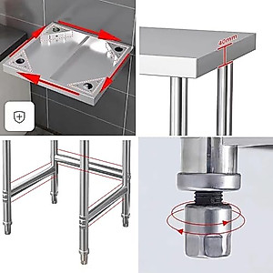 Kitchen Workbench Open Shelves Commercial Multifunctional Single Tier Prep Table Chopping Table Casework Metal Table Stainless Steel Cooktop Shelves(60x60x80cm)
