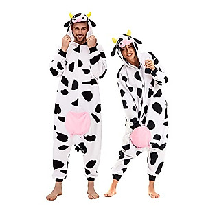 CANASOUR Halloween Custume Adult Anime Cow Polyster Women's Onesie Costume (X-Large, Cow)
