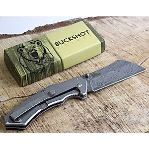Wartech Buckshot Thumb Open Stainless Steel Handle with Inlay Classic Razor Pocket Knife (Black) … (DS)
