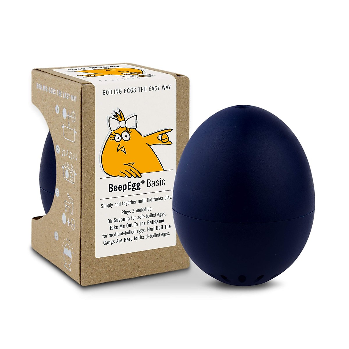 BeepEgg Basic Nightblue – Egg Timer for Boiling Eggs – Musical Egg Cooker for Soft, Medium, Hard Boiled Eggs – Food Safe – Singing Floating Egg Timer – Egg Cooker for 3 Levels of Doneness -Brainstream