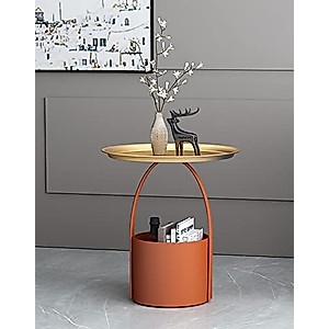 Modern End Table Set of 2, Metal Sofa Side Table, Waterproof Small Coffee Table with Removable Tray for Living Room Bedroom Balcony and Office