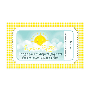 You are My Sunshine Diaper Raffle Baby Shower Cards - 24 Count