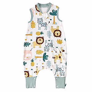 LULUMONKEY Toddler Sleep Sack with Feet 2T-3T, Summer Wearable Blanket for Early Walker, TOG 0.5 Light Weighted Baby Sleeping Bag with Legs for Boys Girls, Forest