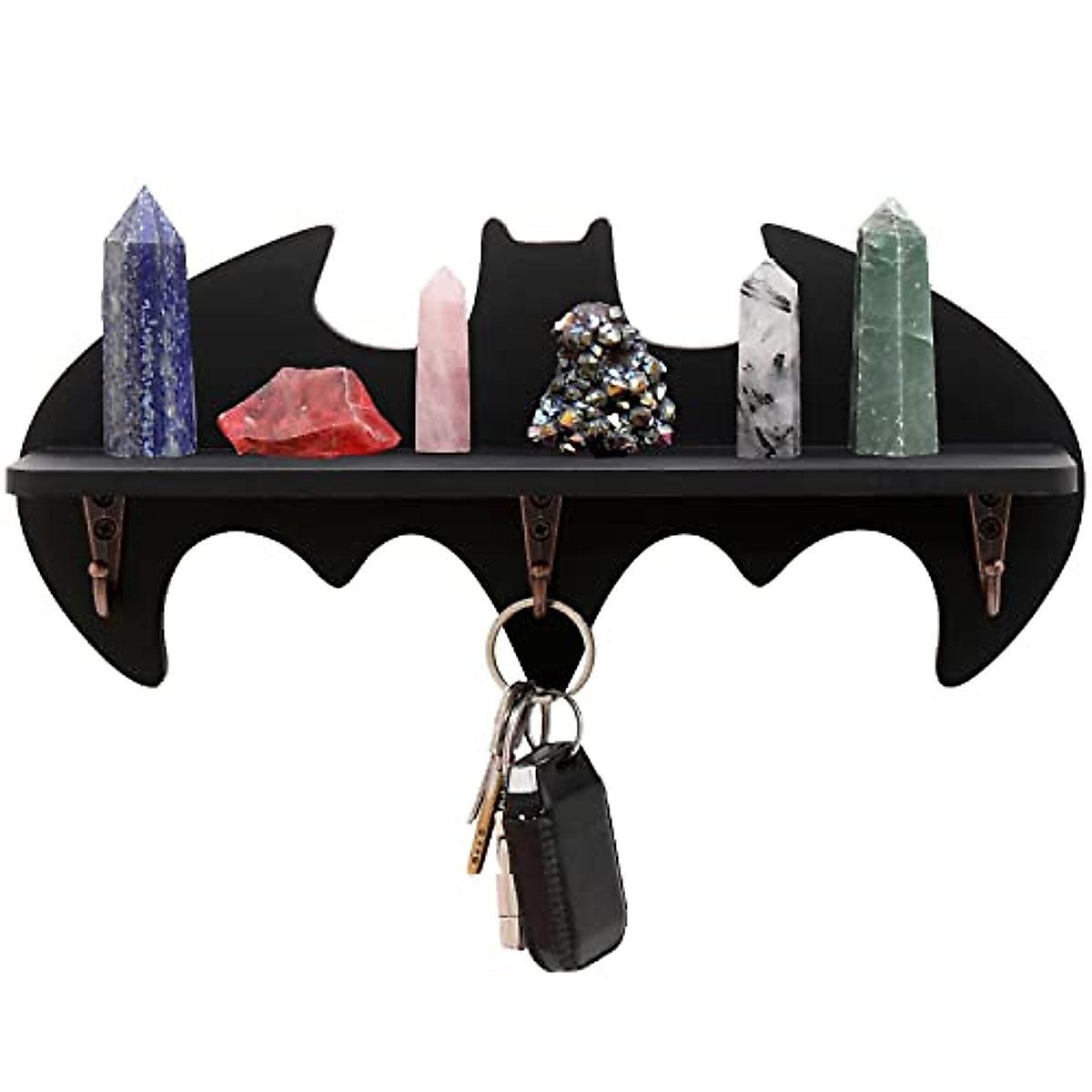 HYLEHE Bat Shelf Crystal Shelf Wall Mounted Floating Shelves-Hanging Floating Wooden Shelves for Goth Home Bedroom or Bathroom-Witchy Room Decor for Crystal Keys