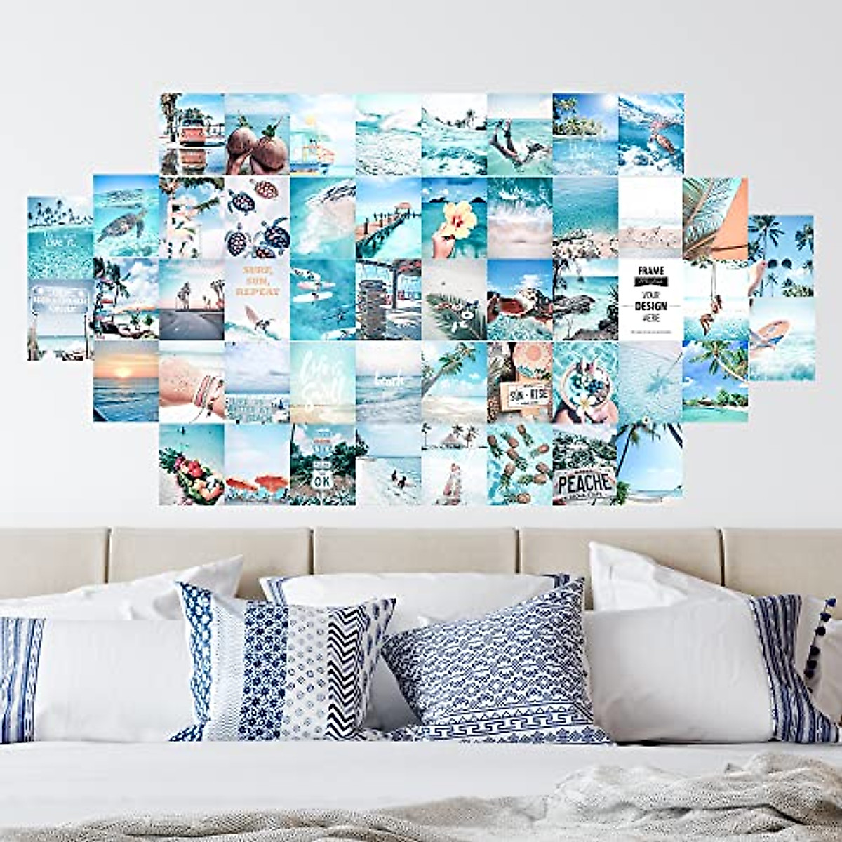Nautical Decor Wall Collage Kit - Beach & Summer Prints for Wall Art
