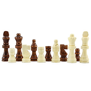 Attatoy Complete Wooden Chess Pieces (32 Pieces), Wooden Replacement Chess Figures with Kings, Queens, Castles, Knights & Pawns