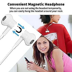 Jelanry USB C Headphone with Microphone, USB Type C Earbuds Magnetic Wired Earphone Volume Control for iPad 10 Mini Air Samsung Z Fold 4 Flip 3 Galaxy S22 S21 S20 Pixel 7 Pro OnePlus 10 9 Pro, White
