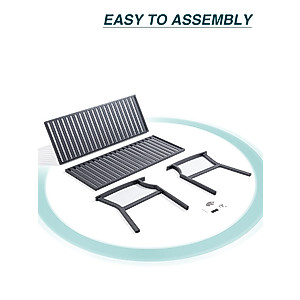 Mutaomay Outdoor Bench, 52" Aluminum Frame 3-Person Patio Garden Bench with Anti-Rust, Porch Bench Furniture Memorial Benches for Outdoors Park, Lawn, Deck Weathered 660LBS Weight Capacity