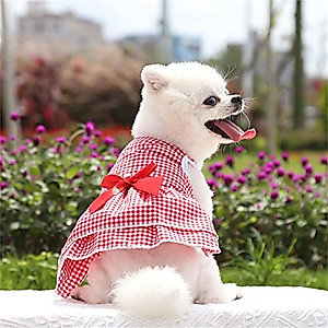 Puppy Outfits for Small Dogs Summer Autumn Bow Spring Knot Clothes Pet Summer Skirt Dress Cat Supplies Dress Wedding Plaid Stripes Pet Clothes Dog Outfit Small Girl