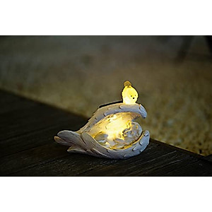 HONGRUIART Solar Sleeping Baby Angel Statue, Solar Light Cherub Angel in Wings with Bird, Memorial Guardian Angel Bady Statue Indoor and Outdoor Home Garden Decoration