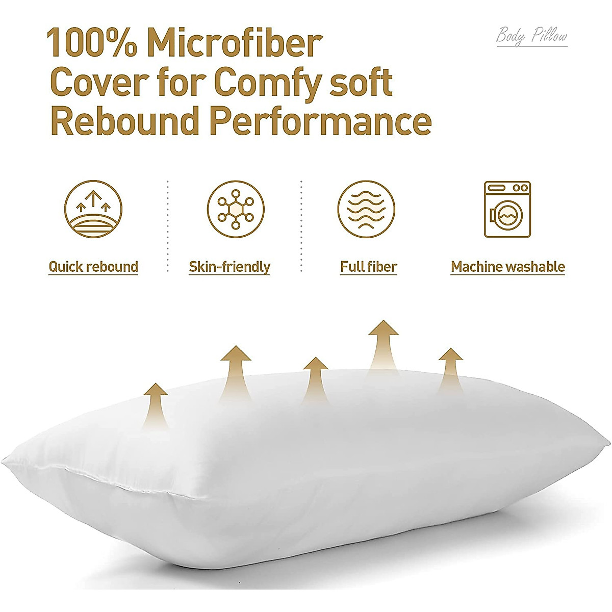 Acanva Fluffy Bed Sleeping Side Sleeper Body Pillow Insert, Full 20” x 54”, White