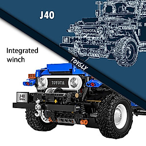 TOYSLY Off-Road Pickup J40 Land Cruiser MOC Technique Building Blocks and Engineering Toy, Adult Collectible Model Cars Kits to Build, 1:12 Scale Truck Model (2101 Pieces)