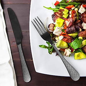 Matte Black Silverware Set,SHARECOOK Satin Finish 40-Piece Stainless Steel Flatware Set,Kitchen Utensil Set Service for 8,Tableware Cutlery Set for Home and Restaurant, Dishwasher Safe