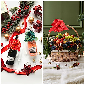 KINGLAKE Christmas Pull Bows 24PCS Bows for Gift Baskets Wrapping Large 5” Wide Christmas Tree Bows for Present Wrap, 12 Multicolor Christmas Bows