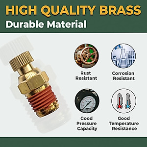 Air Compressor Tank Drain Cock, LIONMAX 1/4'' NPT Brass Tank Drain Valve Replacement Part, 2 PCS