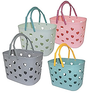 WeiMeet 4 Pieces Portable Shower Caddy Basket Bathroom Shower Organizer Basket Organizer Bin Plastic Storage Caddy Basket with Handle for College, Dorm, Bathroom, Garden, Cleaning Supplies