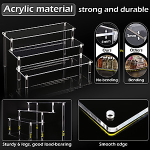 Acrylic Risers for Display, 2 Pack 3 Tier Clear Perfume Organizer Acrylic Display Riser Shelf for Amiibo Funko Pop Figures Collection, Dessert Cupcakes Holder Decoration Display Stand