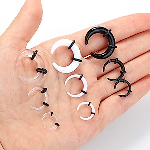 Jstyle 18Pcs 14G-4G Acrylic Pincher Tapers Septum Ring C Shape Buffalo Stretcher Expander with Black O-Rings for Stretching Pierced Nose Ear Cartilage