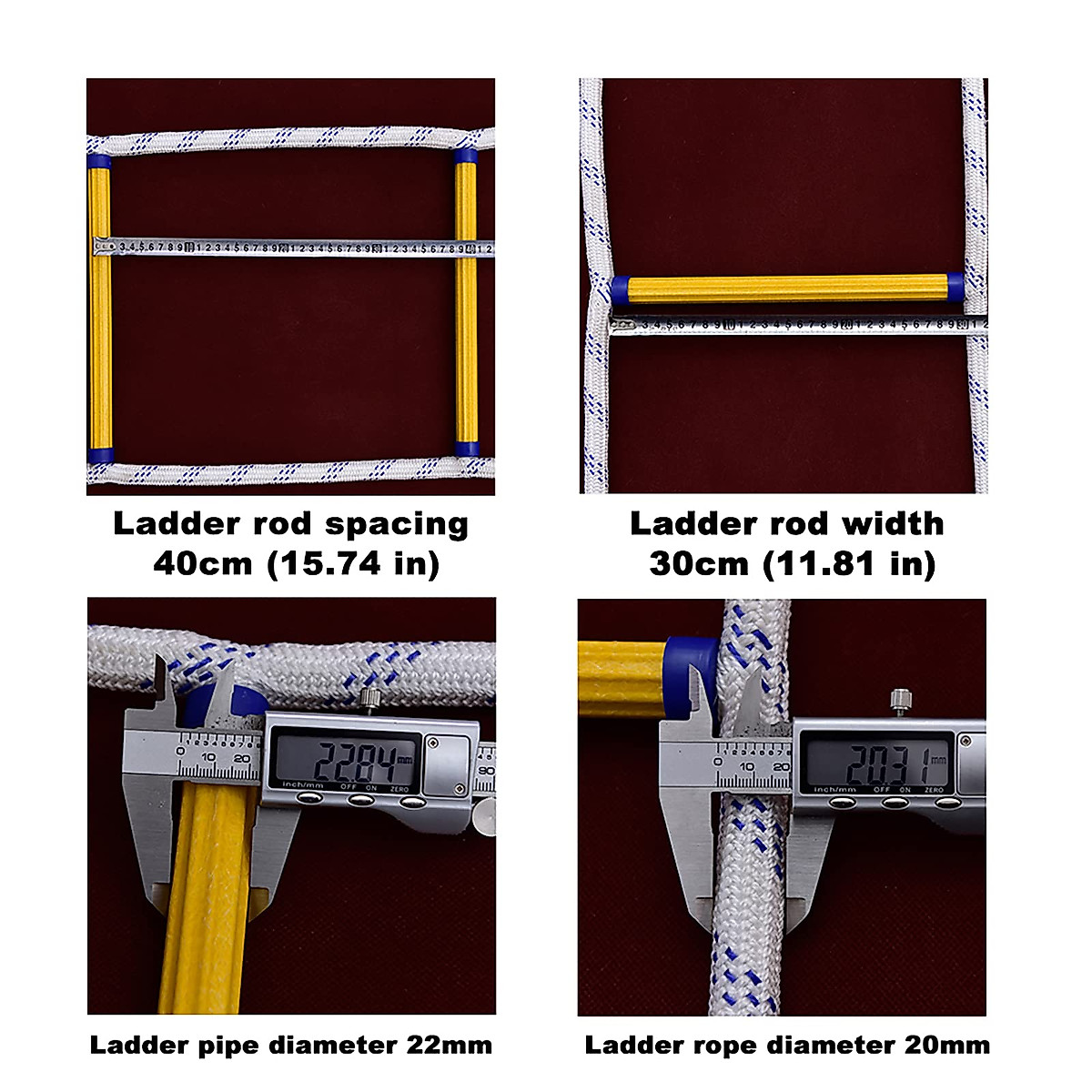 QWEASDF Sturdy Fire Escape Ladder, Emergency Fire Escape Rope Ladder, Flame Resistant Safety Evacuation Ladder, Fast to Deploy, Non-Slip, Easy to Use, 900 LB, for Home, Office, Outdoor,5m/16.4ft