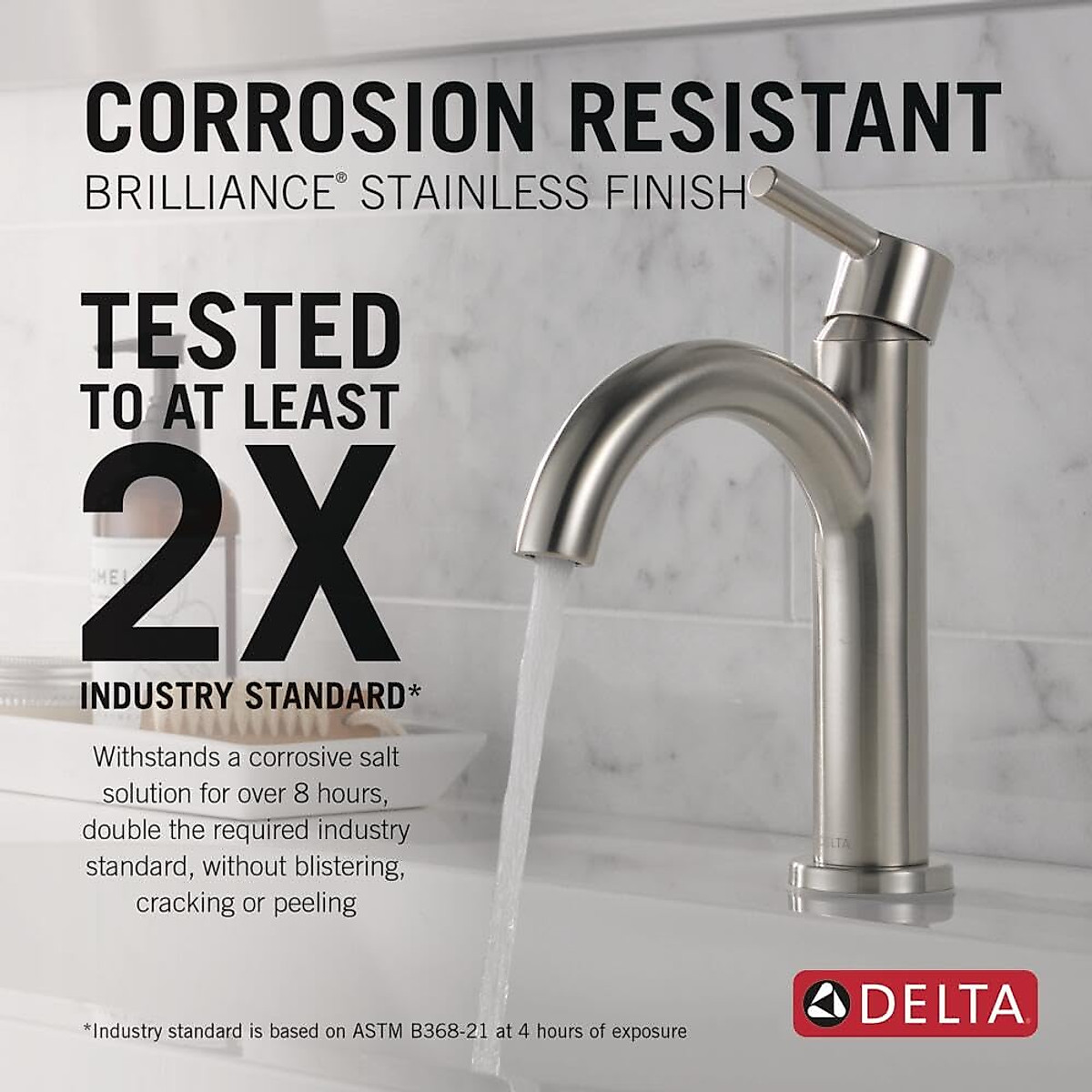 Delta Faucet Nicoli Single Hole Bathroom Faucet Brushed Nickel, Single Handle Bathroom Faucet, Drain Assembly, Stainless 15749LF-SS
