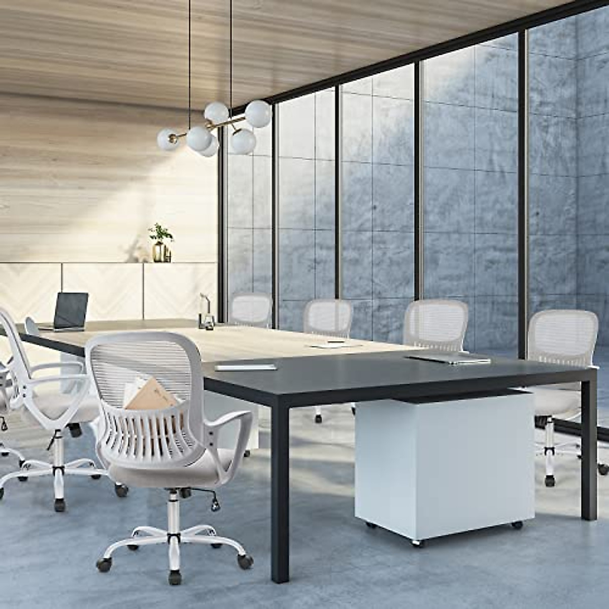 Office Chair, Desk Chair, Managerial Executive Chair, Ergonomic Home Office Desk Chairs, Computer Chair with Comfortable Armrests, Mesh Desk Chairs with Wheels, Mid-Back Task Chair with Lumbar Support