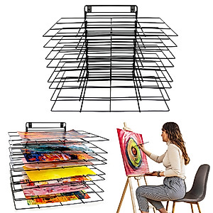 ODOXIA Art Drying Rack Hanging for Classroom | Small Hangable Paint Drying Rack | 8 Removable Shelves | Canvas Rack Art Storage | Painting Drying Rack with Screws | Stack Rack for Painting, Drawings