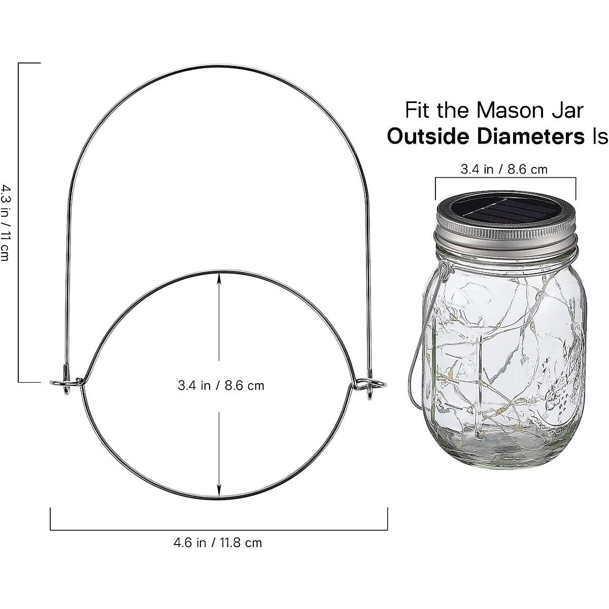 DOITOOL Mason Jar Wire Hangers 8 Pack Stainless Steel Wire Handles for Wide Mouth Mason Jars, Canning Jars, Canning Jars Hanger, Jar Hanging Hook Compatible for 86mm Regular Mouth