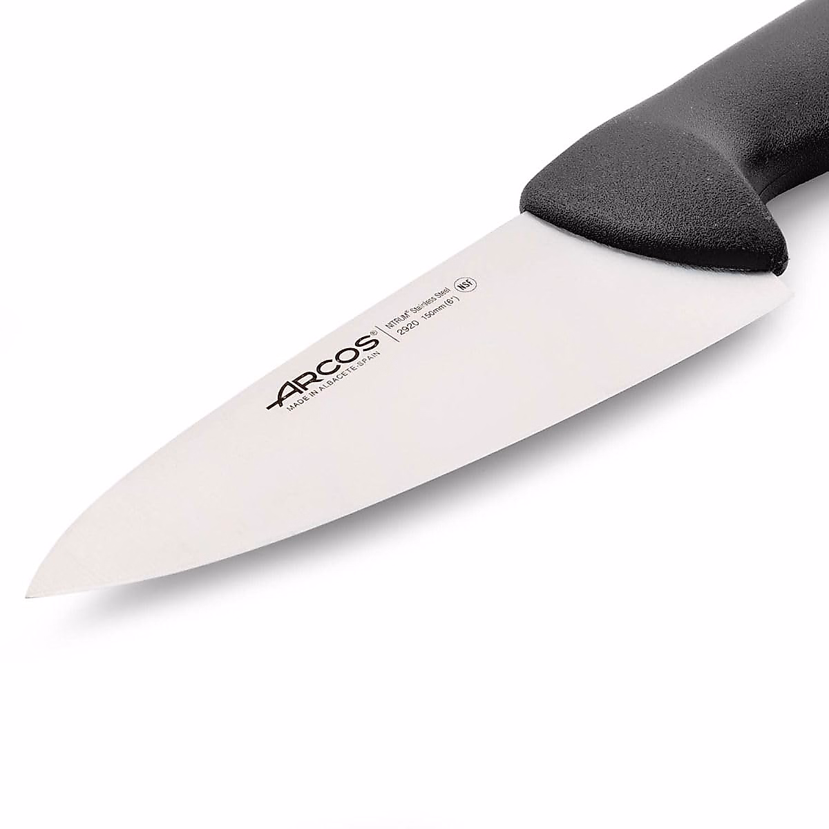 ARCOS Chef Knife 6 Inch Nitrum Stainless Steel and 150 mm blade. Professional Multipurpose Cooking Knife. Ergonomic Polypropylene Handle. Series 2900. Color Black