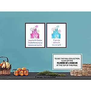 Inspirational Quotes Wall Decor Set - Castle World Motivational Wall Art Room Decoration Poster Prints for Kids, Boys, Girls Bedroom - Gift for Women and Fans 8x10 prints Unframed