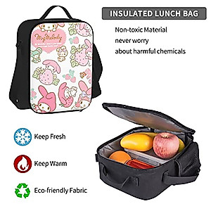 ORPJXIO Backpack 3 Piece Set Kuromi Anime My Melody School Bag Pencil Case Lunch Bag Combination For Travel Work Camping School