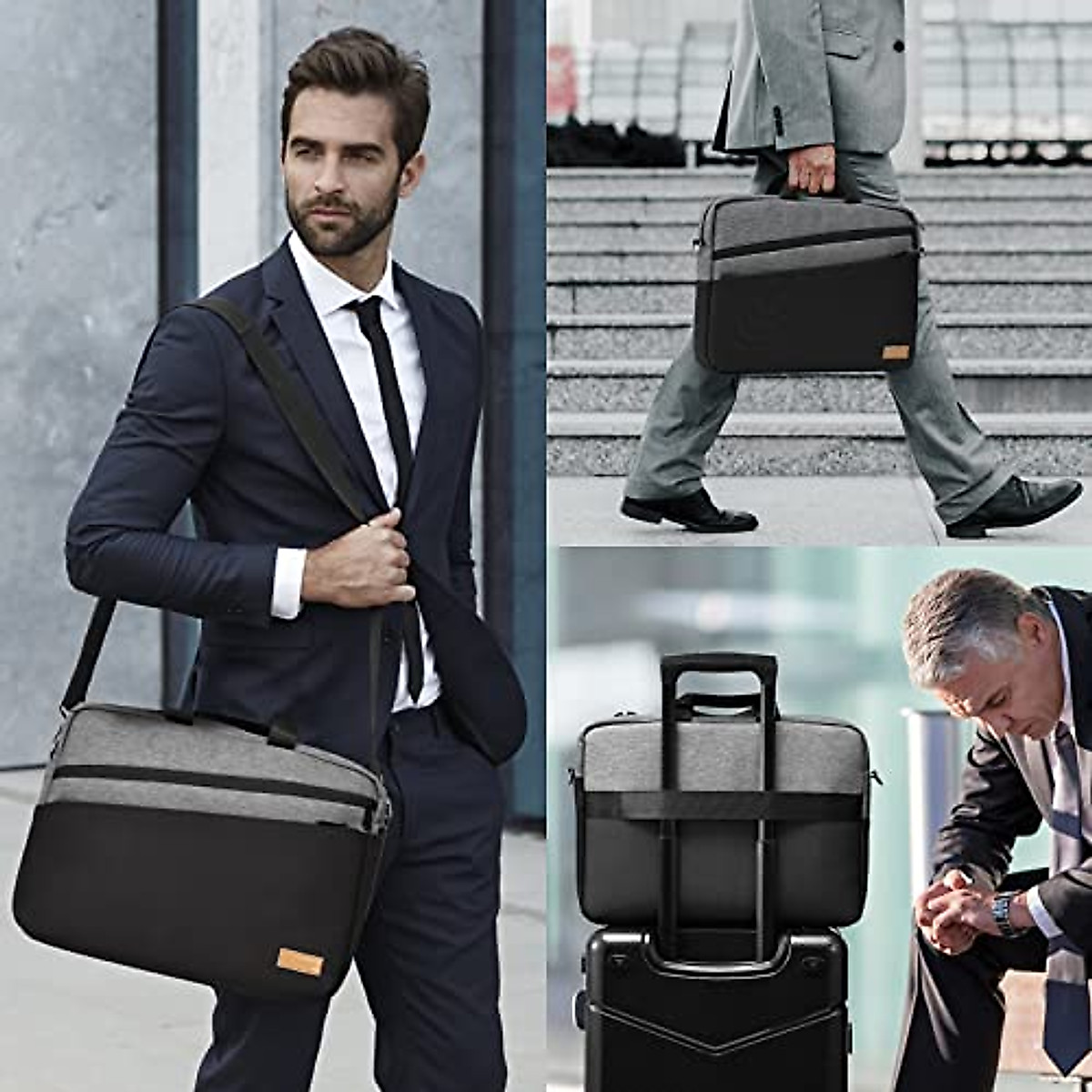 bagasin 15 15.6 16 inch Laptop Computer PC Shoulder Bag Carrying Case, Water-Repellent Fabric Briefcase, Lightweight Toploader, Business Casual or School