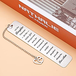 Daughter Gifts Bookmark from Mom Stepmom Christmas Birthday Valentines Day Graduation Mothers Day Gifts for Women Daughter Girl Inspirational Bookmark 8th Grade Teenage Girls Back to School Gifts