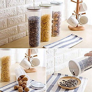 EORTA Plastic Tall Food Storage Spaghetti Noodle Pasta Container with Locking Lid Clear Dry Food Keeper Canister Cereal Crisper Box