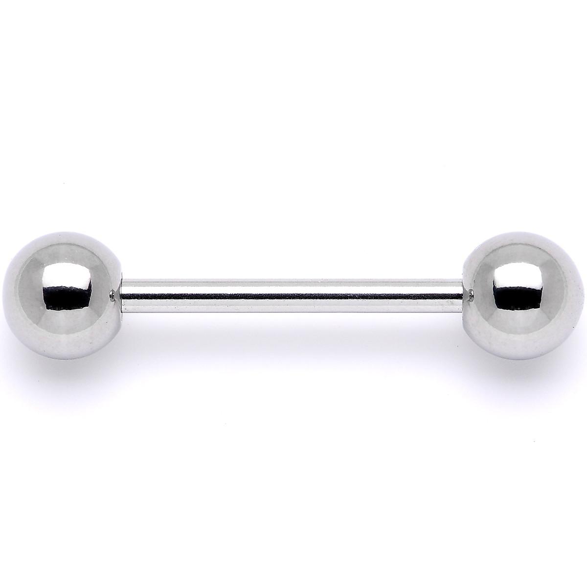 Body Candy Stainless Steel Straight Barbell Tongue Ring 14 Gauge 5/8" 6mm Ball