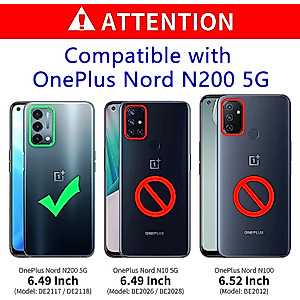 Military Grade Drop Impact for Oneplus Nord N200 5G Case Oneplus Nord N200 Case 360 Metal Rotating Ring Kickstand Holder Armor Heavy Duty Shockproof Case for Oneplus Nord N200 5G Phone Case (Silver)