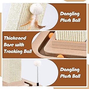 LIFLIX 27" Cat Scratching Post, Sisal Cat Scratcher with Interactive Track Balls and Hanging Balls, Vertical Scratching Posts for Indoor Cats and Kittens