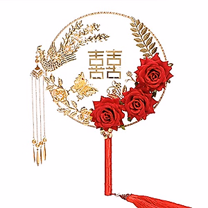 DUO ER Vintage Round Fan Held Flower Romantic Fan Chinese Dance Party Pocket Gifts Wedding Colorful (Color : Style3)