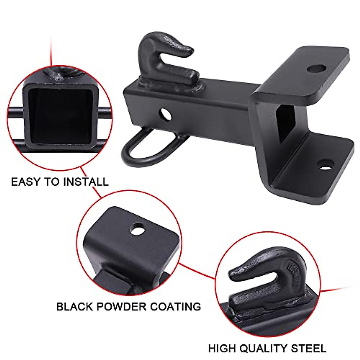 ELITEWILL Garden Tractors Sleeve Hitch Adapter Fit for 2" Reciever Heavy Duty Steel with Black Powder Coating