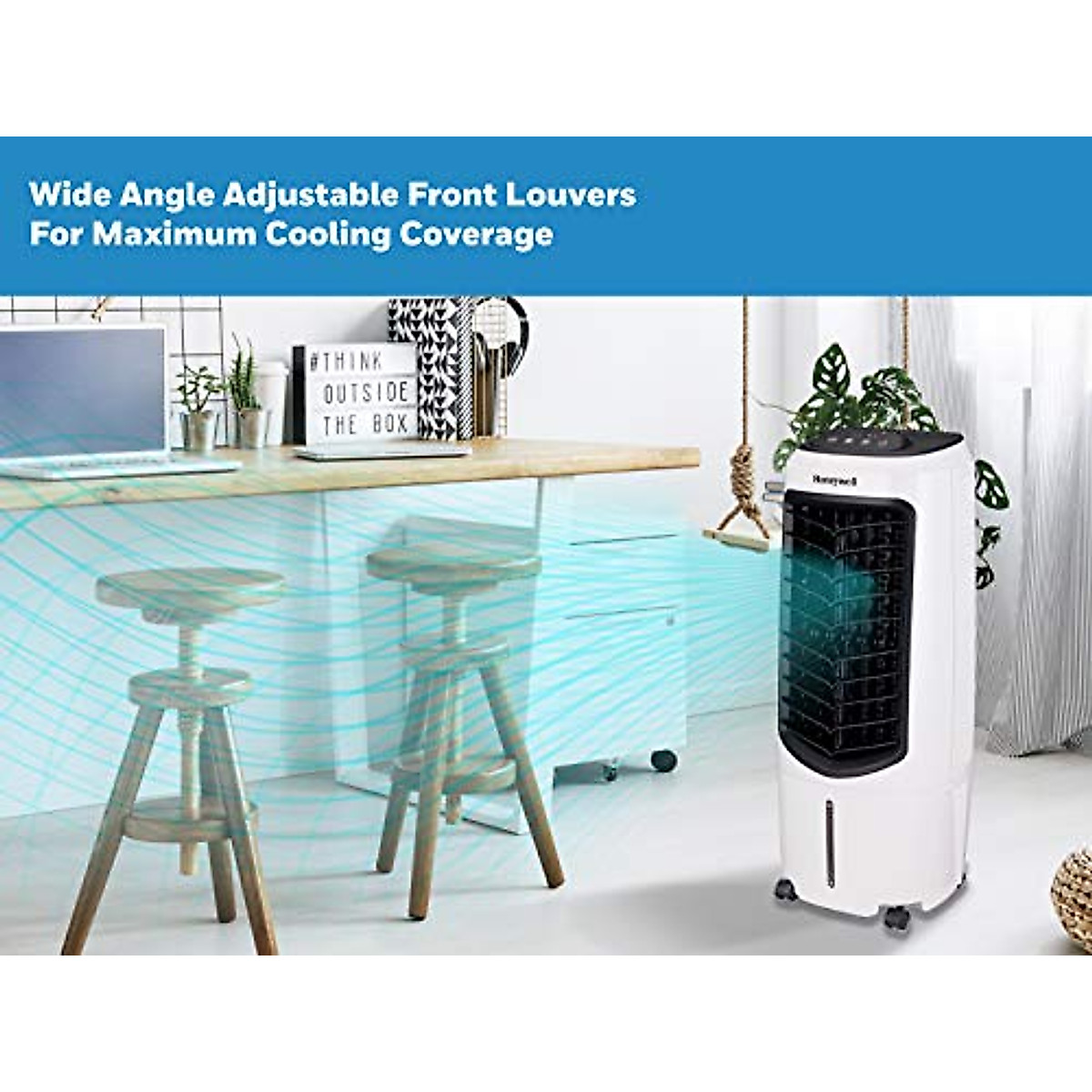 Honeywell 194 CFM Compact Spot Fan & Humidifier, Indoor Portable Evaporative Air Cooler, (White)