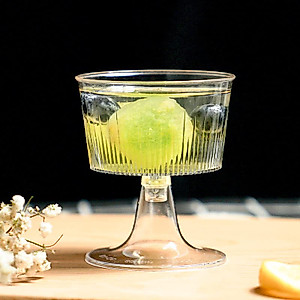 Elsjoy 75 Pack Mini Dessert Cups with Spoons, 3.5 Oz Clear Plastic Appetizer Cups Disposable Tasting Cups for Mousse, Ice Cream, Puddings, Detachable Stem Base