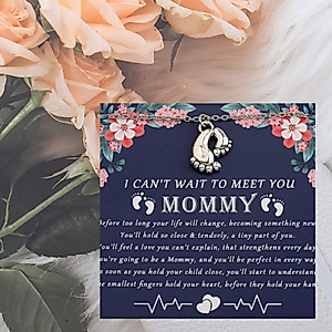 MYOSPARK Mom to Be Necklace with Message Card Pregnancy Gift for First Time Mom Expecting Mom Gift Pregnant Wife Gift (Mom Feet NL)