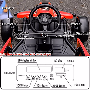 sopbost 24V Electric Drift Kart 7.5MPH High Speed Go Kart for Kids Aged 6+ Battery Powered Ride On Car Toy 2WD Motorized Go Carts Drifting Vehicle, Music Play, Red
