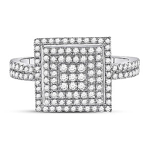 The Diamond Deal 10kt White Gold Womens Round Diamond Square Cluster Ring 1/2 Cttw