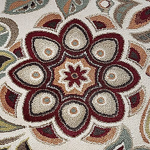 Dilek Transitional Floral Ivory Rectangle Area Rug, 8' x 10'