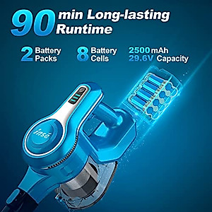 INSE Cordless Vacuum Cleaner, 28Kpa 300W Brushless Stick Vacuum with 2 Batteries, Up to 90min Runtime, 10-in-1 Powerful Rechargeable Lightweight Cordless Vacuum for Carpet Hard Floor Pet Hair, S6P Pro