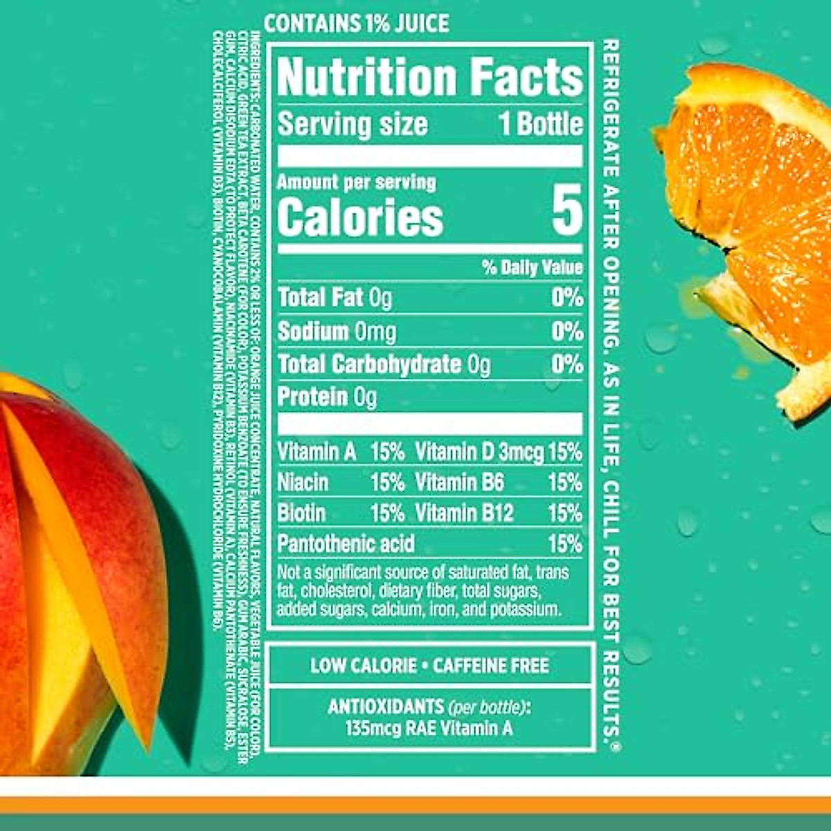 Sparkling Ice, Orange Mango Sparkling Water, Zero Sugar Flavored Water, with Vitamins and Antioxidants, Low Calorie Beverage, 17 fl oz Bottles (Pack of 12)