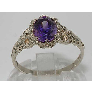 LetsBuyGold 925 Sterling Silver Real Genuine Amethyst Womens Solitaire Engagement Ring - Size 6